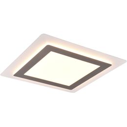 Trio LEUCHTEN LED Deckenleuchte "MORGAN, quadratische Deckenlampe 45x45cm, dimmbar, CCT, Memoryfunktion", 1, H: 4,2cm, 1 Stk., grau, Wohnzimmer,