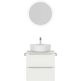 Badmöbel-Set Nobilia, B:60,3cm H:172,2cm T:48,5cm, weiß, Kastenmöbel-Sets, "Alvene", inkl. Spiegel mit Touch-Sensor, in vier Breiten