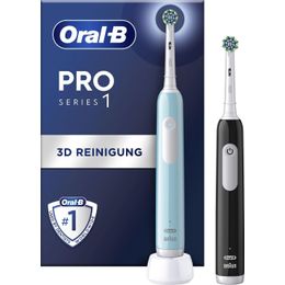 Oral-B Damen Elektrische Zahnbürste "PRO Series 1 Doppelpack", blau, Elektrozahnbürsten, Drucksensor