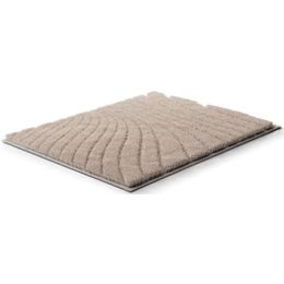 Badematte Grund, H:20mm, beige, Polyester, Badematten, "Caffi", Zeitlos sch&ouml;nes Wellenmuster, mit Hoch-Tief, 5 Jahre Garantie