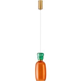NOVA LUCE Pendelleuchte "PLUMA", 1, Ø 15cm H: 179cm, 1 Stk.grün, orange, goldfarben, Esszimmer, Leuchten