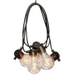 Konstsmide LED-Lichterkette "LED Solar Biergartenkette, 10 bernsteinfarbene Dioden, Timer", Dioden 10 Stk. Flammen 10 Stk., Kabell&auml;nge 10m x