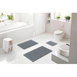 Badematte LINEA DUE, H:18mm, grau, Polyester, Badematten, "Tarazzo"