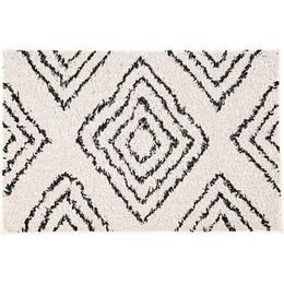 Badematte Kleine Wolke, H:36mm, beige, Baumwolle, Badematten, "Boho", Badteppich, modernes Rauten Muster, reine Baumwolle, waschbar