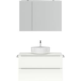 Badm&ouml;bel-Set Nobilia, B:100,3cm H:184,2cm T:48,5cm, wei&szlig;, Kastenm&ouml;bel-Sets, "Alvene", inkl. Spiegelschrank mit Beleuchtung und Dimmerfunktion, in 4