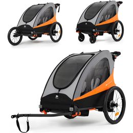 Kinderkraft Kinder Fahrradkinderanhänger "NAVA", orange, Fahrradanhänger, für 2 Kinder