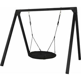 Plus Kinder Nestschaukel "Luxus inkl. Nestschaukel rund - schwarz", schwarz, Massivholz, B:260cm H:225cm L:268cm, Schaukeln, Made in Europe, FSC -