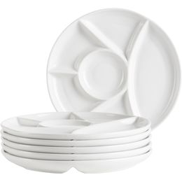 Mäser MÄSER Fondueteller "Fondueteller Set, aus Porzellan, Ø 21,5 cm", 22cm, weiß, Speiseteller, Geschirr-Set, Teller-Set