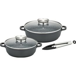 GSW Pfannen-Set "Gourmet Granit", Ø 28cm, schwarz, Pfannen, Aluminium-Guss, VITAFLON GRANIT Antihaft-Versiegelung, Induktion
