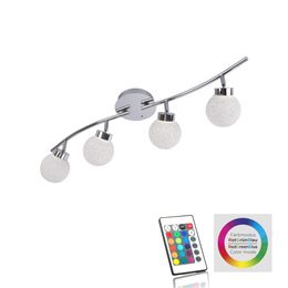 JUST LIGHT Deckenleuchte "MIKO", 4, H: 20,5cm, 1 Stk., grau, Wohnzimmer, Leuchten, LED, RGB+W, Fernbedienung, Infrarot inkl., dimmbar &uuml;ber