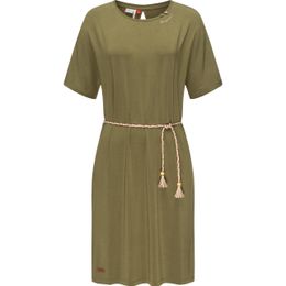 Ragwear Damen Jerseykleid "Kass", grün, Gr. L, Obermaterial: 95% Viskose, 5% Elasthan, Kleider, stylisches Shirtkleid mit geflochtenem Gürtel