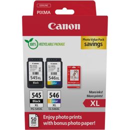 Canon Tintenpatrone "PG-545XL/CL-546XL Tinte mit hoher Reichweite + Fotopapier Value Pack", bunt, Tintenpatronen