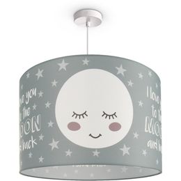 Paco Home Pendelleuchte "Aleyna 103", 1, Ø 45,5cm H: 27cm, weiß, Kinderzimmer, Leuchten, Kinderlampe Deckenlampe LED Kinderzimmer Lampe Mond-Motiv,