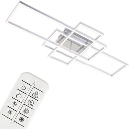 LED Deckenleuchte "3156018 FRAME", 1, H: 10cm, Metall-Kunststoff, silber, Briloner Leuchten, Wohnzimmer, Leuchten, Deckenlampe, 104x42x10cm, Chrom,