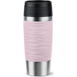 Emsa Thermobecher "Travel Mug Classic Wave", Ø 8,2cm x 20,4cm, 360ml, pink, Trinkgefäße, 100% dicht, spülmaschinenfest, 360-Trinköffnung