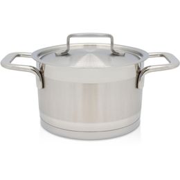 Kr&uuml;ger KR&Uuml;GER Fleischtopf "Kreta", 1,5 l + &Oslash; 16cm + H&ouml;he 10,5cm, silber, T&ouml;pfe, mit Edelstahldeckel, f&uuml;r Induktions-Kochfelder geeignet