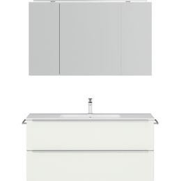 Badm&ouml;bel-Set Nobilia, B:121cm H:169cm T:48,7cm, wei&szlig;, Kastenm&ouml;bel-Sets, "Levere", inkl. Spiegelschrank mit Beleuchtung und Dimmerfunktion, in 4
