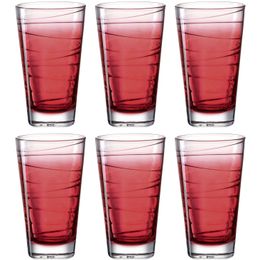 Leonardo Longdrinkglas "VARIO STRUTTURA", Ø 8cm x 13cm, 280ml, 6 Stk., rot, Trinkgefäße, 280 ml, 6-teilig