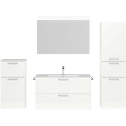 Badm&ouml;bel-Set Nobilia, B:210cm H:169cm T:48,7cm, wei&szlig;, Kastenm&ouml;bel-Sets, "Tolvina", Hochglanz, inkl. Spiegel mit Touch-Sensor, in vier Breiten