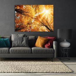 Leinwandbild queence, B:90cm H:60cm T:3cm, gelb, Leinwand, Wohnzimmer, Bilder, "The Sun", mit sehr guten Schallabsorptions-Eigenschaften