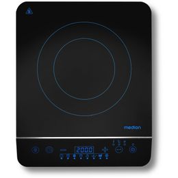 Medion Einzel-Induktionskochplatte "MD 17595, 2000 W Induktionsleistung, automatische Topferkennung, Timer", B:29cm H:6,5cm T:36cm, schwarz,