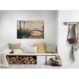 A.S. Cr&eacute;ation Leinwandbild A.S. CR&Eacute;ATION, B:90cm H:60cm, bunt, Holz, Stahl, Wohnzimmer, Bilder, "Park Bridge", Bild mit Br&uuml;cke Keilrahmen Leinwand-Bild Wohnzimmer