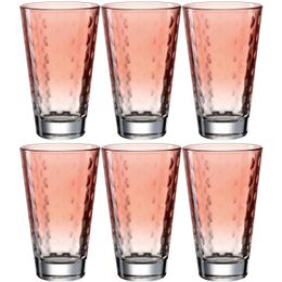 Leonardo Longdrinkglas "OPTIC", Ø 8cm x 13cm, 300ml, 6 Stk., rot, Trinkgefäße, 300 ml, 6-teilig
