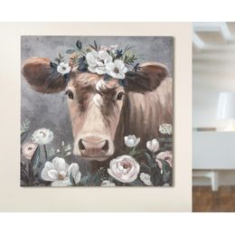 Leinwandbild Gilde, B:90cm H:90cm T:2,7cm, braun, Leinwand, Wohnzimmer, Bilder, "Bild Blumenkuh"