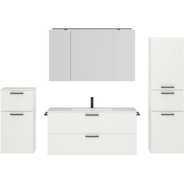 Badm&ouml;bel-Set Nobilia, B:230cm H:169cm T:48,7cm, wei&szlig;, Kastenm&ouml;bel-Sets, "Tolvina", inkl. Spiegelschrank mit Beleuchtung und Dimmerfunktion, in 4