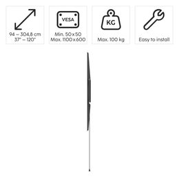 Hama TV-Wandhalterung "Wandhalterung (fix, 37" - 120", VESA 1100x600)", schwarz, Ger&auml;tehalterungen