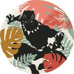 Wandtattoo Komar, B:125cm H:125cm T:0,1cm &Oslash;:125cm, bunt, Folie, Wohnzimmer, Wandtattoos, "selbstklebendes Vlies, Winter Tropics Black Panther, Gr.