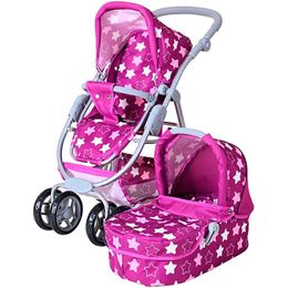 KNORRTOYS Kinder Kombi-Puppenwagen "Coco", rosa, Kunststoff, Metall, Stoff, B:43cm H:81cm T:55cm, Puppenwagen