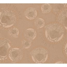 Versace Vliestapete "Wallpaper Versace 5 Medusakopf Metallic", B/L: 0,7mm x 10,05mm, Rollen:, rosa, Wohnzimmer, Tapeten, Designertapete Tapeten