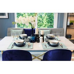 Platzset Adam, B:40cm L:50cm, blau, Obermaterial: 100% Baumwolle, Platzsets, "Retro Floret", GOTS organic,zertifiziert durch CERES 0242