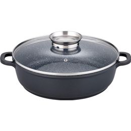 GSW Servierpfanne "Gourmet Granit", &Oslash; 28cm + H&ouml;he 7,5cm, schwarz, Pfannen, VITAFLON GRANIT Antihaft-Versiegelung, Glasdeckel, Induktion