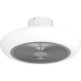 Eglo LED Deckenleuchte "SAYULITA Deckenventilator", 3, Ø 45,5cm H: 19cm, 1 Stk., grau, Wohnzimmer, Leuchten, Deckenlampe, Ventilator dimmbar, weiß,