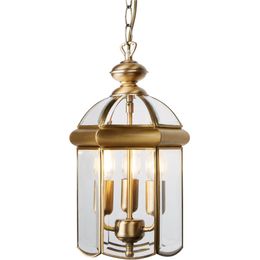 Searchlight Hängeleuchte "Bevelled Lantern 3Lt Pendant - Antique Brass Metal & Glass", 4, Ø 22cm H: 37cm, 1 Stk.antikmessing, Esszimmer, Leuchten