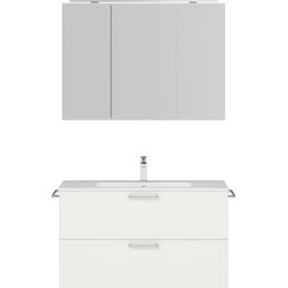 Badm&ouml;bel-Set Nobilia, B:101cm H:169cm T:48,7cm, wei&szlig;, Kastenm&ouml;bel-Sets, "Tolvina", inkl. Spiegelschrank mit Beleuchtung und Dimmerfunktion, in 4