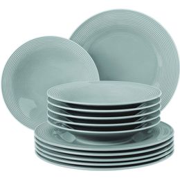 Seltmann Weiden Tafelservice "Teller Set, Geschirr-Set Beat", 12 Stk., blau, Geschirr-Sets, Teller Set, wei&szlig;, mit Rillendekor, 12 Teile, f&uuml;r 6
