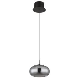 Globo LIGHTING LED-Hängeleuchte "QUINTARA", 1, Ø 20cm, 1 Stk., schwarz, Leuchten, Pendelleuchte, Essbereich, Wohnzimmer, Höhenverstellbar, Glas opal