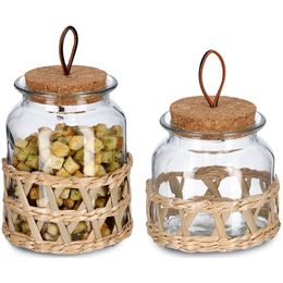 zeller PRESENT Vorratsglas "Boho", transparent, Lebensmittelaufbewahrungsbeh&auml;lter, Makramee-Optik