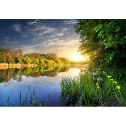 papermoon Fototapete "River at the Sunset", B/L: 2,5m x 1,86m, Bahnen: 5 Stk., bunt, Tapeten