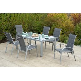 Garten-Essgruppe Merxx, silber, Aluminium, Polyester, Sitzmöbel-Sets, "Amalfi"
