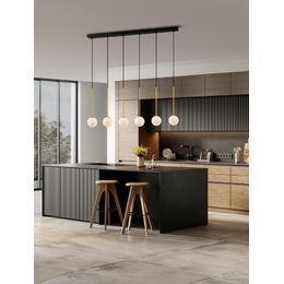 NOVA LUCE Pendelleuchte "SAVOY", 6, H: 160cm, 1 Stk., gold, Esszimmer, Leuchten