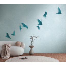 Livingwalls LIVING WALLS Fototapete "THE WALL III Himmel Tapete Motivtapete V&ouml;gel V&ouml;gel", B/L: 2,8mm x 3,71mm, Rollen:, blau, Tapeten, Vliestapete Tiere f&uuml;r
