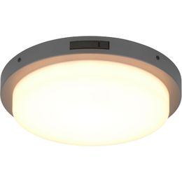 Trio LEUCHTEN LED Außen-Wandleuchte "BERMEJO, Hausnummer Leuchte mit Bewegungsmelder IP54 Fassadenleuchte", 1, Ø 30cm H: 5,7cm, 1 Stk.anthrazit,