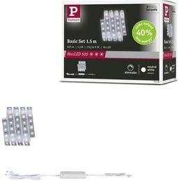 Paulmann LED-Streifen "MaxLED 500 LED Strip Neutralwei&szlig; Basisset", Dioden 96 Stk., Gesamtl&auml;nge 1,5m, silber, K&uuml;che, Lichterketten