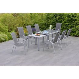 Garten-Essgruppe Merxx, silber, Aluminium, Polyester, Sitzmöbel-Sets, "Amalfi di Lusso"
