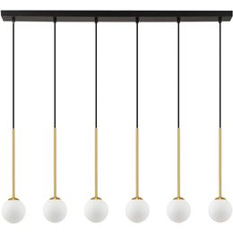 NOVA LUCE Pendelleuchte "SAVOY", 6, H: 160cm, 1 Stk.schwarz, gold, Esszimmer, Leuchten