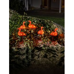 Konstsmide Weihnachtsfigur, B/H/T: 12,5cm, orange, Dekofiguren, LED Acryl Flamingos, 5er-Set, 40 bernsteinfarbene Dioden